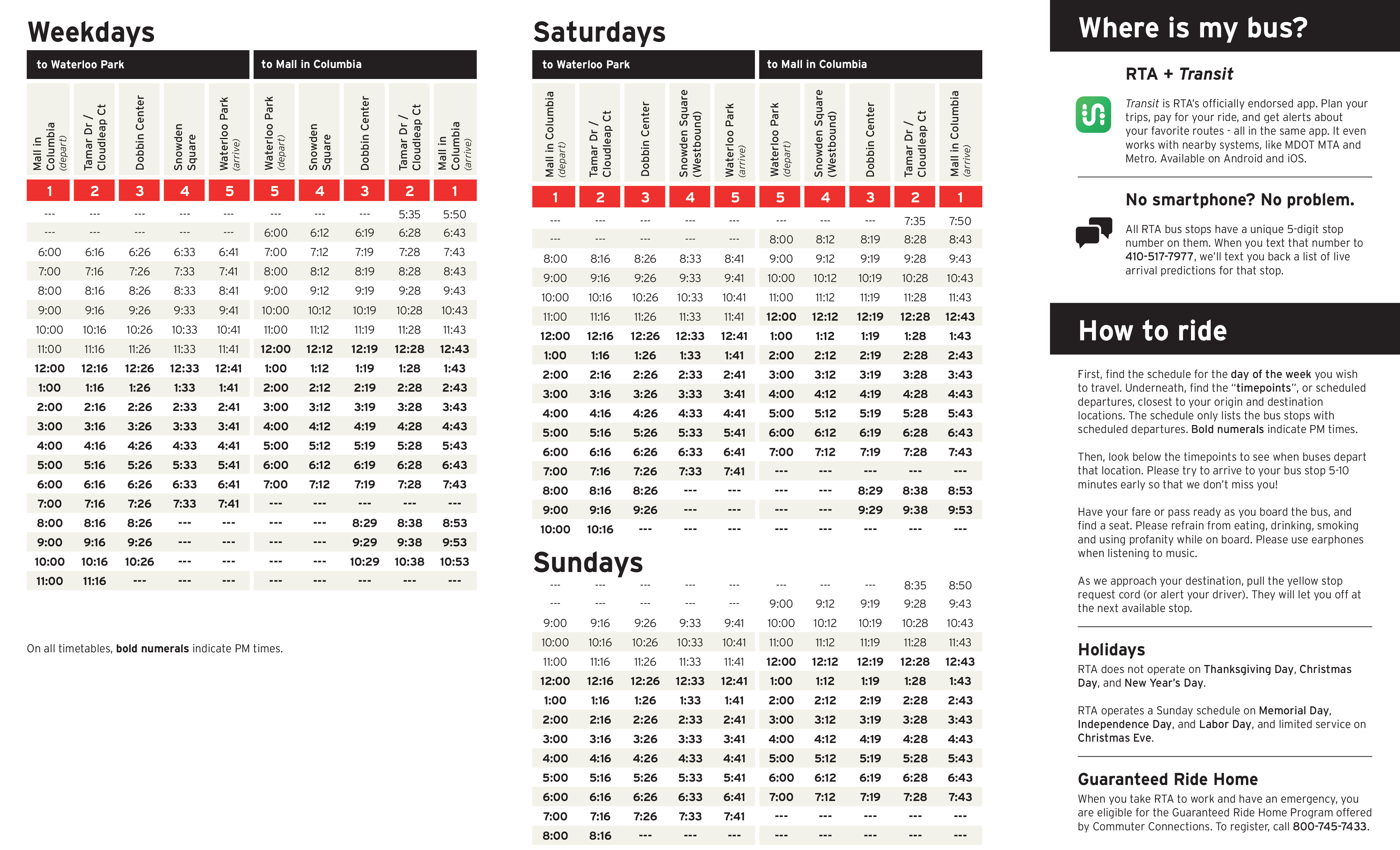 RTA Routes – Go Howard